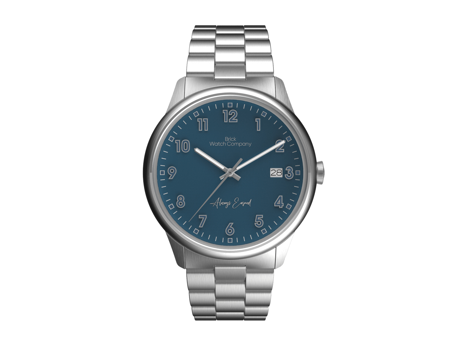 Classic - Silver Case, Navy Dial, Navy Numbers – Brick Watch Company